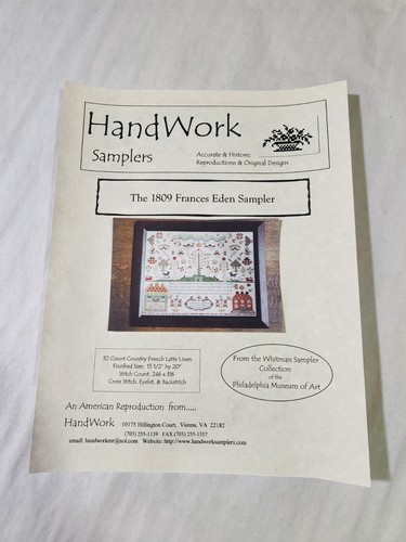 VHTF Handwork Samplers THE 1809 FRANCES EDEN SAMPLER Countd Cross ...