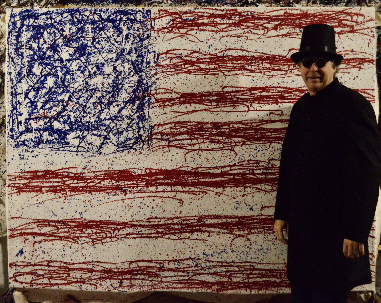 Jackson Pollock style XL Painting 81” X 62”American Flag, Modern,6 ...