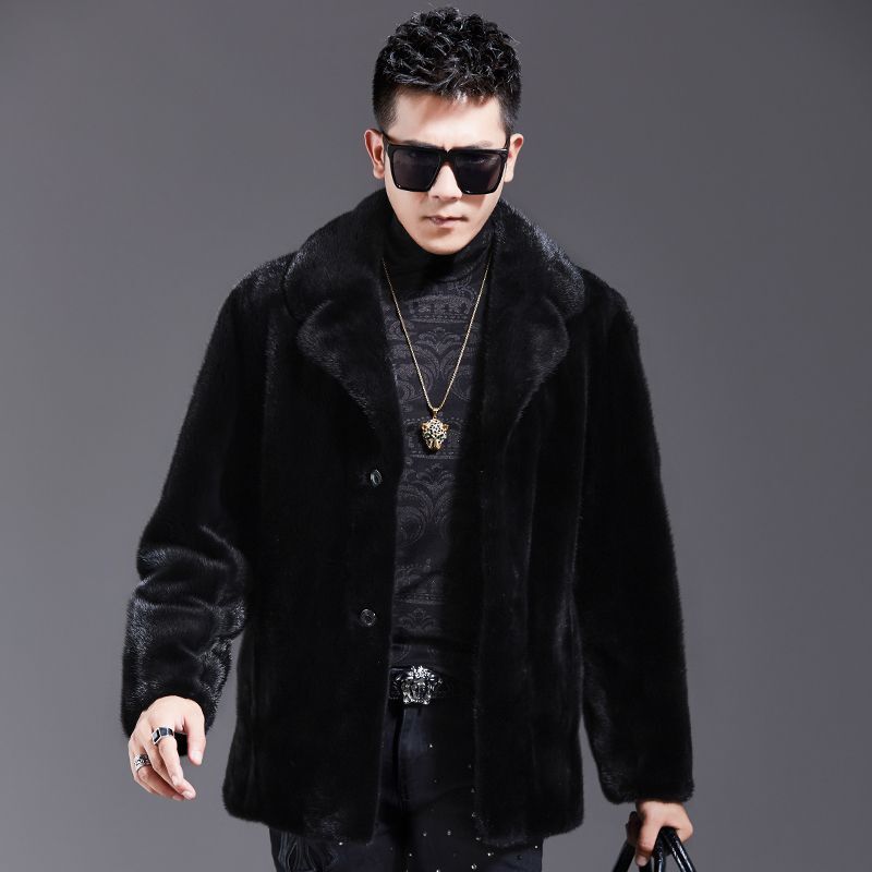 Winter Mink Coat Men's Mink Fishing Mink Fur Collar Plus Thick Warm Fur ...