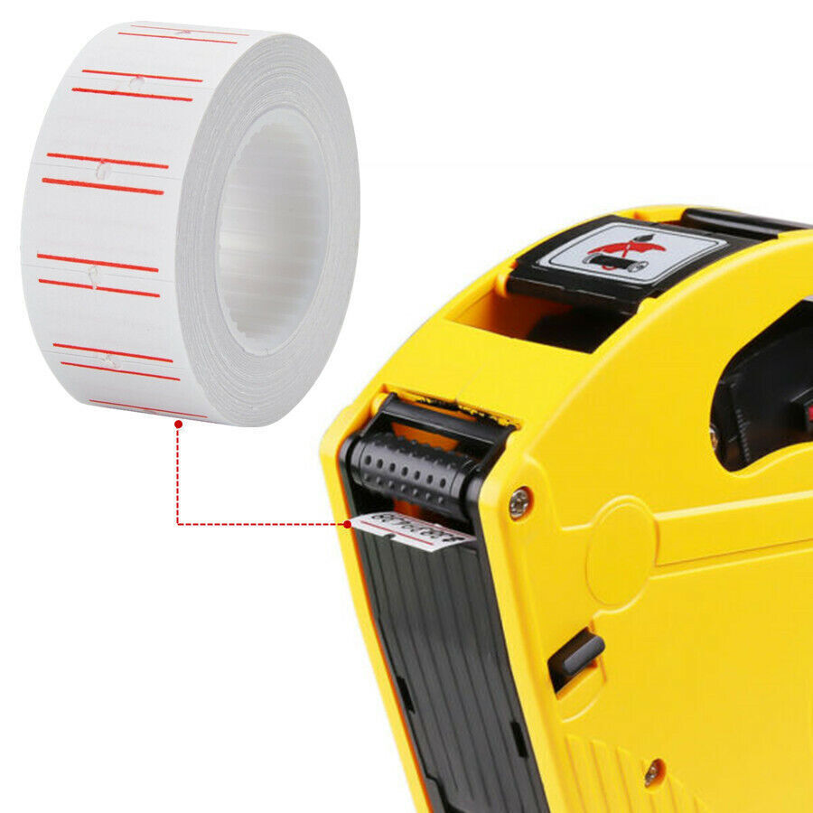 10 Rolls 6000pcs Price Labels Gun Paper Tag Sticker White Red Line For ...