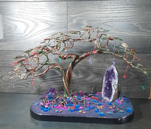 Hand-made Multiple coloured wire bonsai tree with Amethyst healing ...