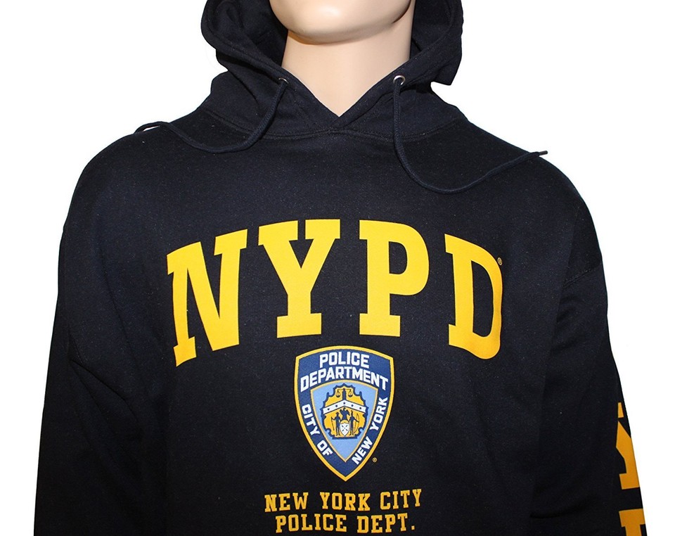 NYPD Hoodie Yellow Sleeve Print Sweatshirt Navy New York Shirt Mens ...