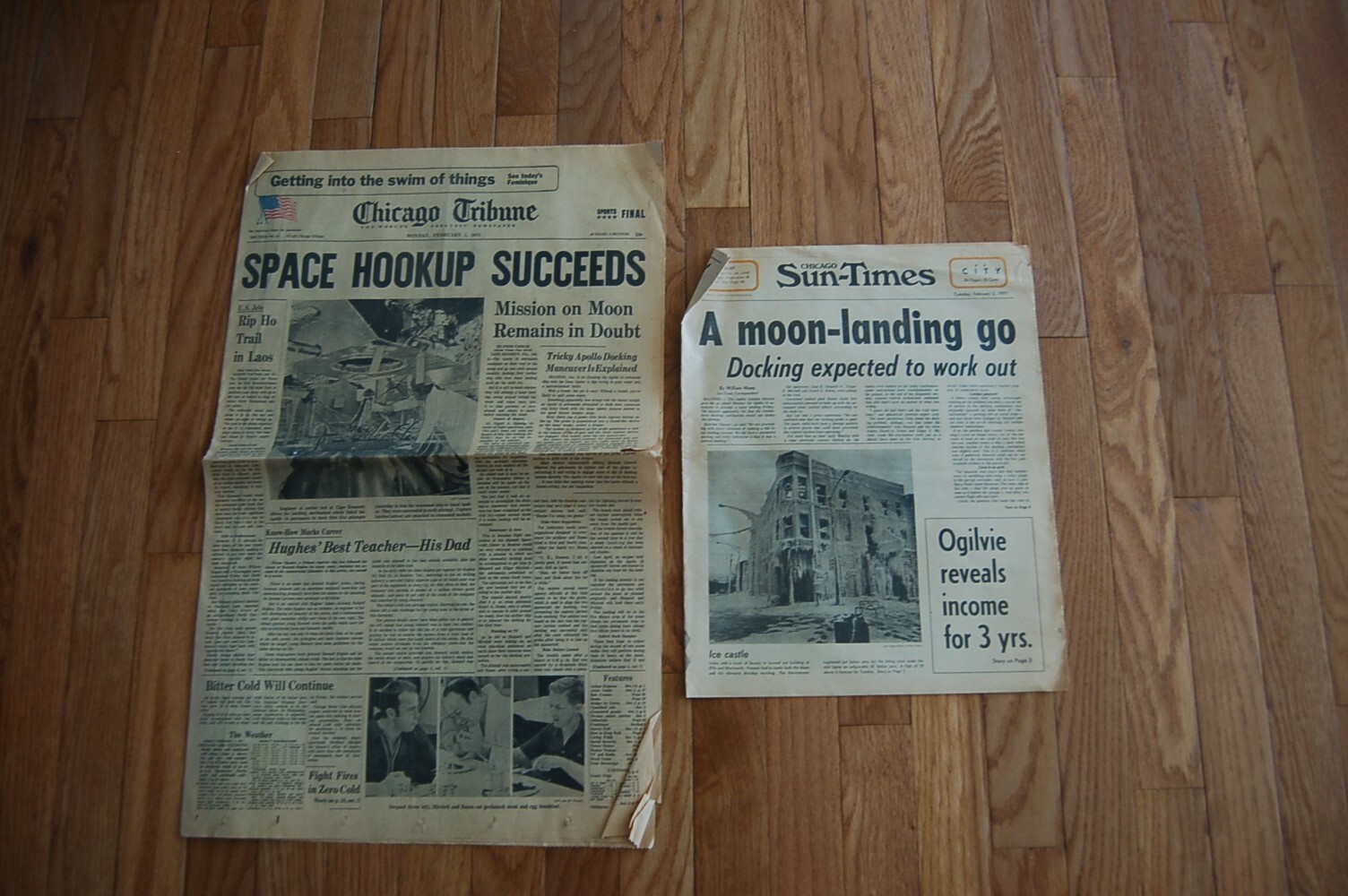 Group of 2 1971 Chicago Tribune, Sun Times Apollo 14 Moon Mission ...