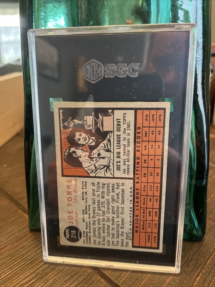 Joe Torre 1962 Topps RC SGC 5 Rookie Card #218 | eBay