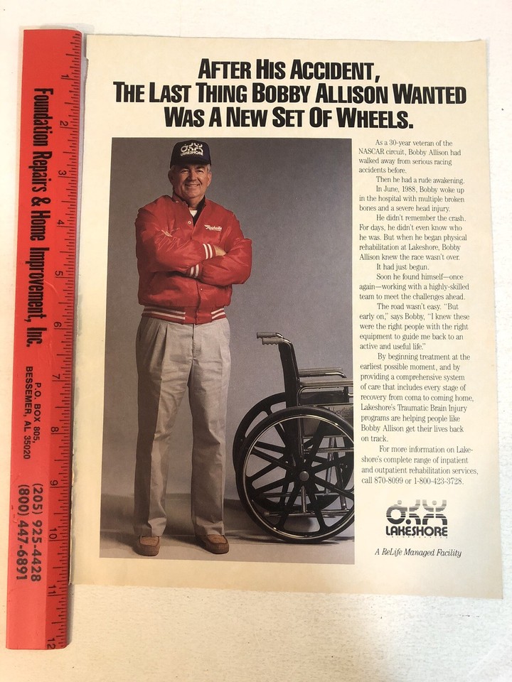 1990s Lakeshore Print Ad Advertisement Vintage Bobby Allison pa4 | eBay