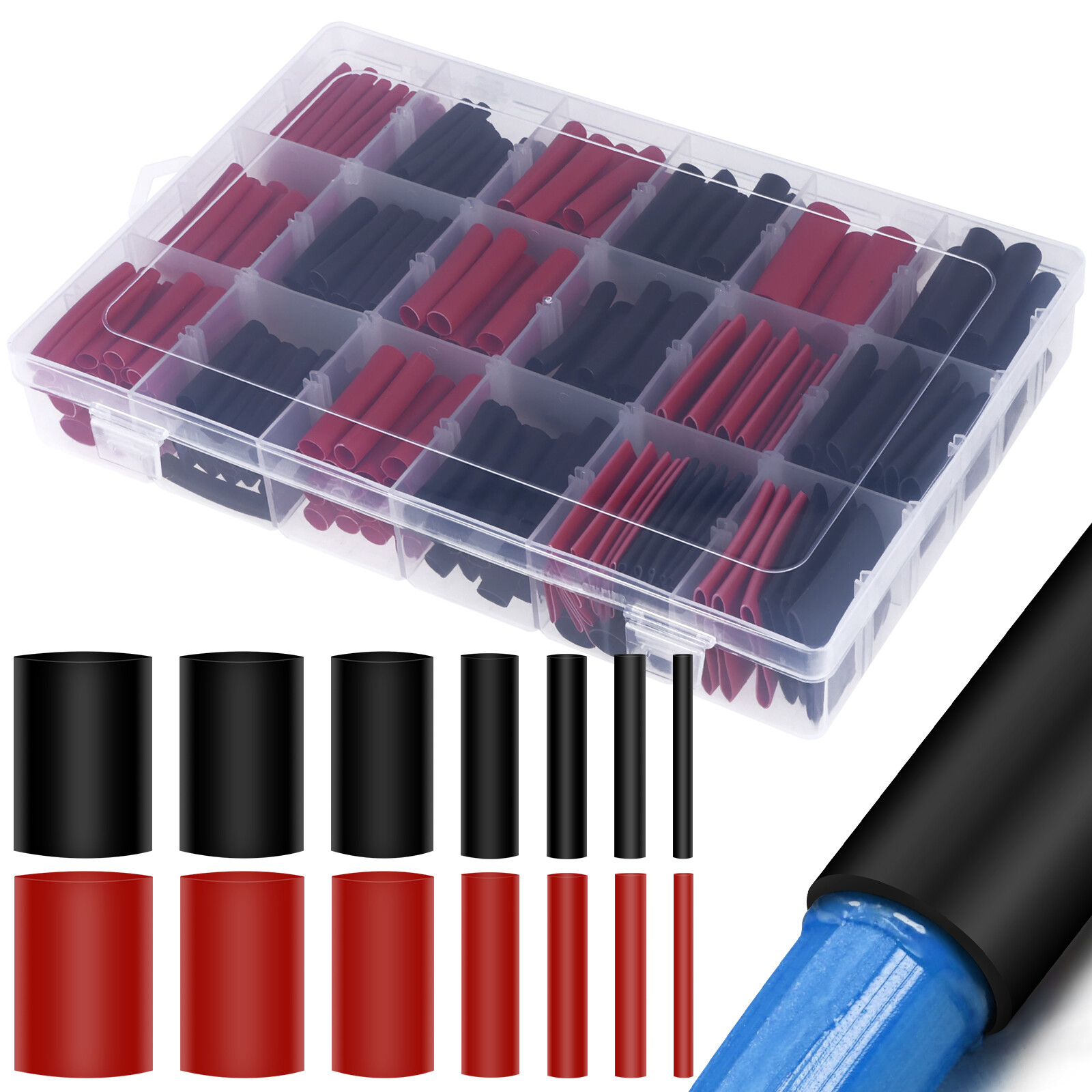 400Pcs Heat Shrink Tubing Kit Waterproof Wire Shrink Wrap Tubing 3:1 ...