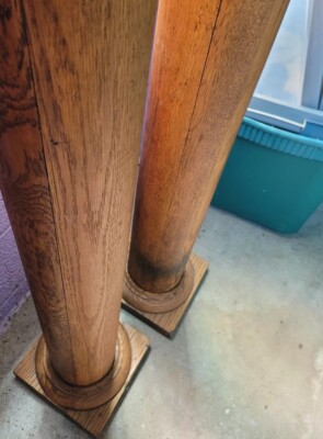 Vtg Lot Of 2 Matching Oak Wood Fluted Fireplace Columns Pillars 4ft 6 ...