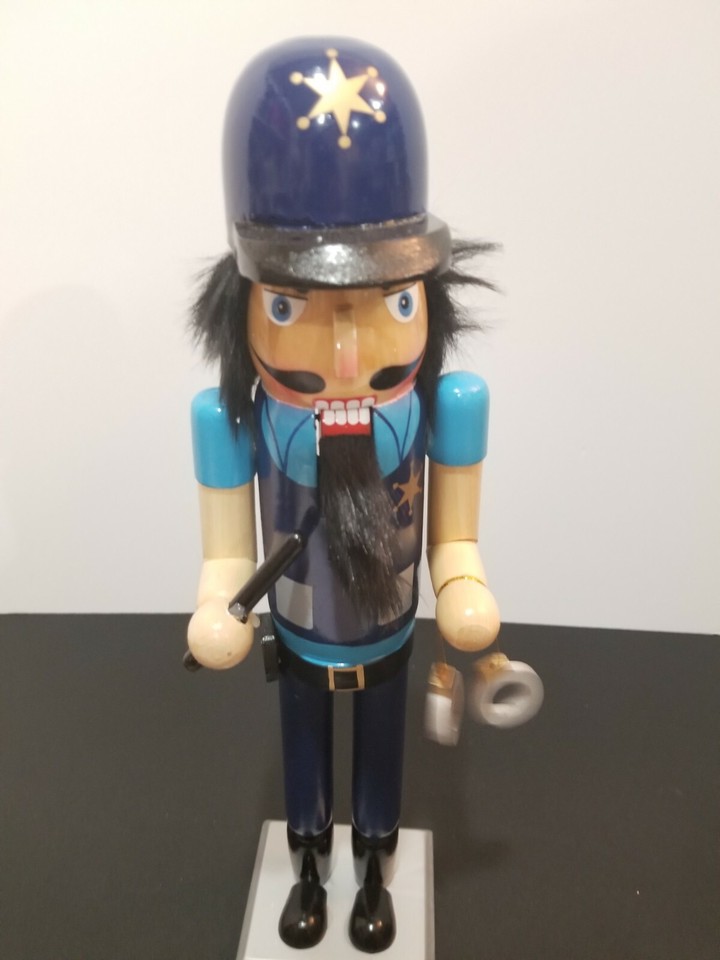 15" Policeman Police Officer Wooden Nutcracker Dangling Handcuffs ...