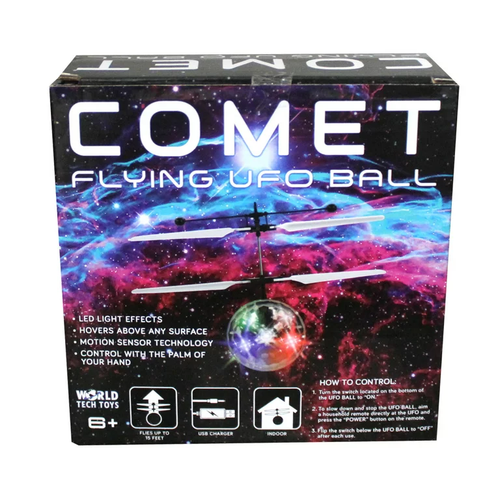 World Tech Toys Comet Flying UFO Ball Hoovers, LED Lights, USB, Indoor ...