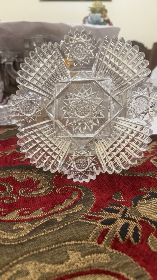 Ant American Brilliant Cut Glass Plate with Hobstar Pattern—7.25 ...