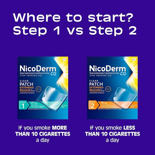 NicoDerm CQ Step 1 Nicotine Patches to Quit Smoking, 21 mg, Stop ...