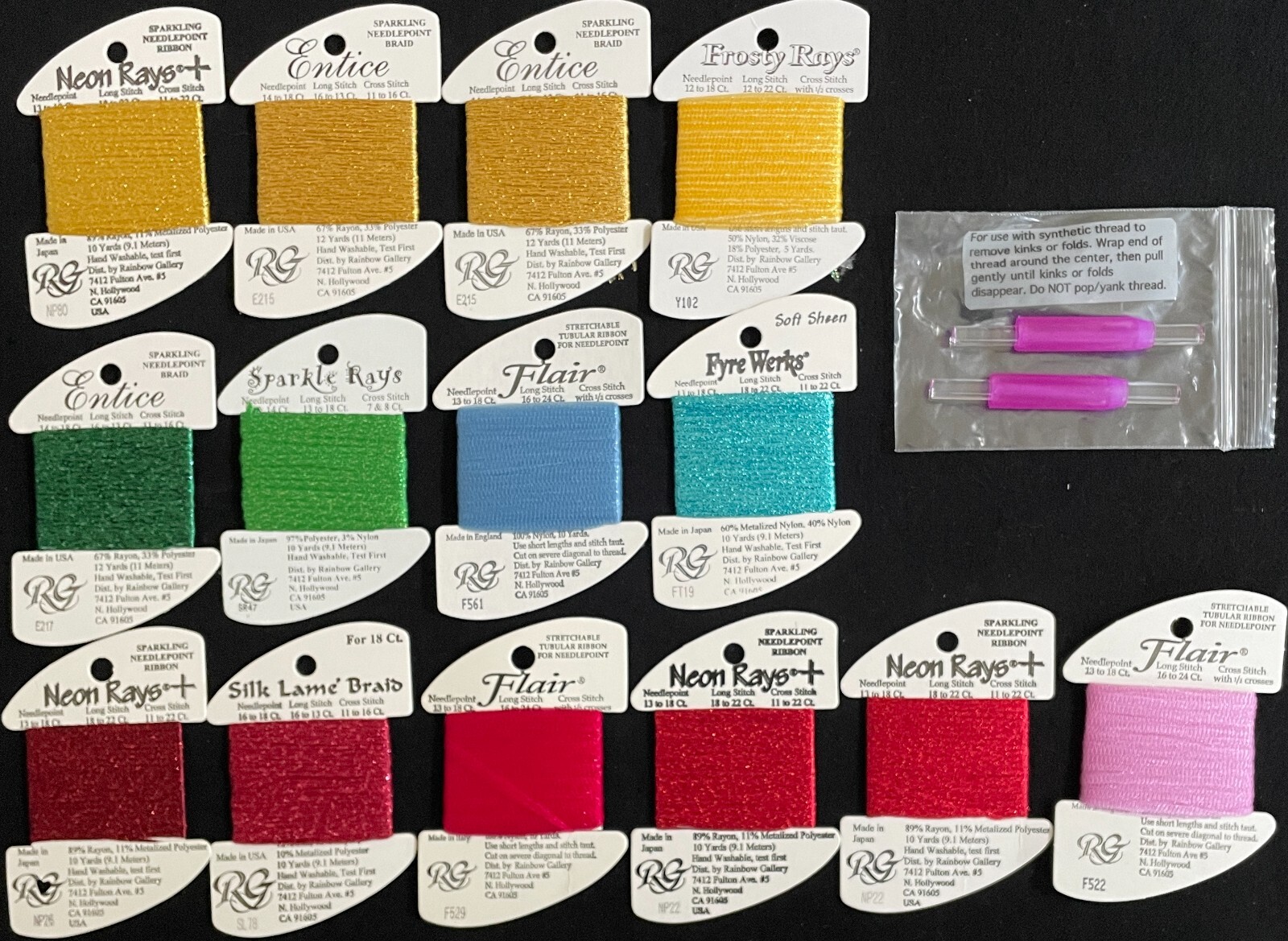 15xNeedlepoint/Embroidery THREAD RG NeonRays+Entice+Flair synthetic ...