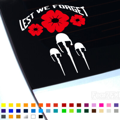 Lest We Forget Car Sticker Decal, Remembrance Memorial Poppy, Vinyl ...