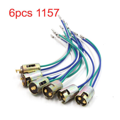 6pcs 1157 LED Light Bulb Car Brake Lamp Extension Wire Socket Holder ...