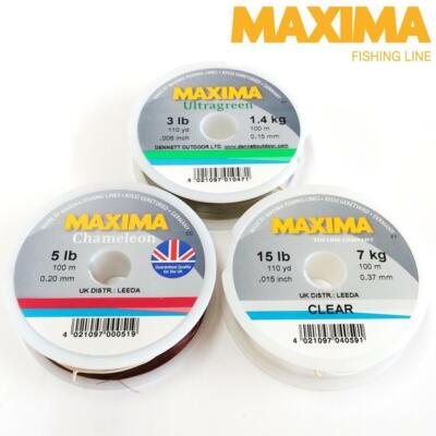 MAXIMA LEADER FISHING LINE 100m SPOOL 3LB-20LB CLEAR, ULTRAGREEN OR ...