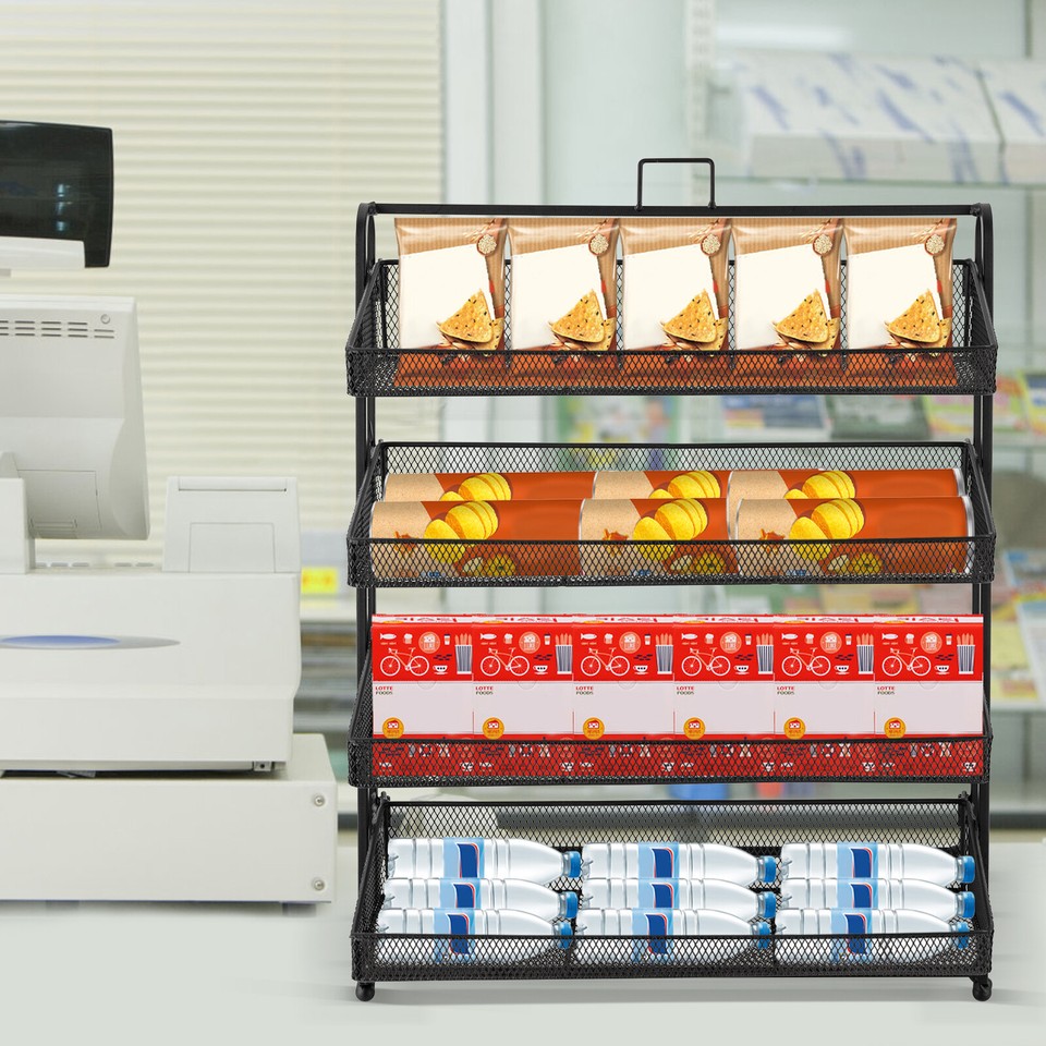 4 Tiers Retail Counter Display Rack Supermarkets Stores Black Display ...