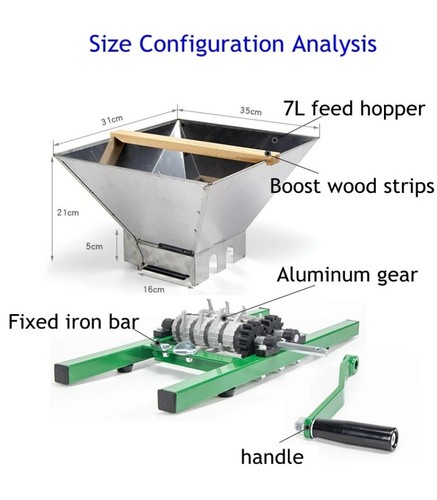 7L Hand Crank Stainless Steel Crusher Manual Unplugged Crusher Split ...