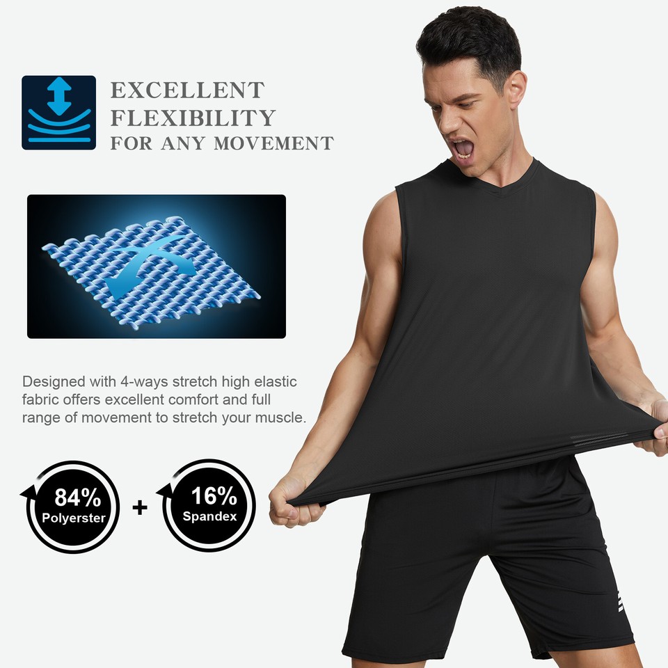 3 Pack Men's Tank Top Quick Dry Workout Gym Muscle Tee Fitness ...