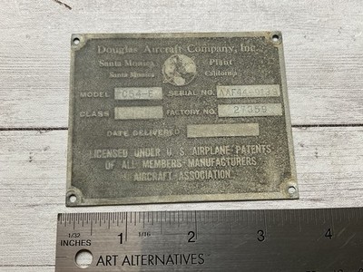 ORIGINAL WWII USAAF DOUGLAS C-54E AIRCRAFT DATA SPEC NAME PLATE 2 | eBay