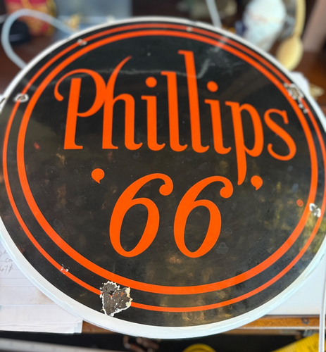 VINTAGE PHILLIPS 66 ROUND PORCELAIN GASOLINE SIGN | eBay