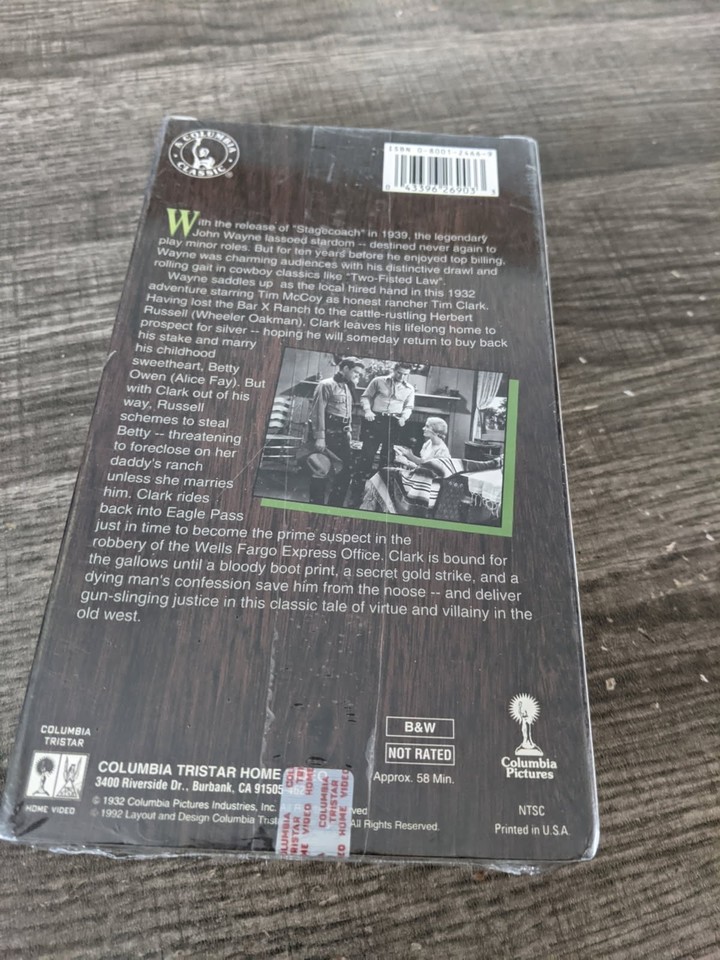 TWO-FISTED LAW JOHN WAYNE TIM MCCOY VHS NEW SEALED NR FREE USA SHIP | eBay