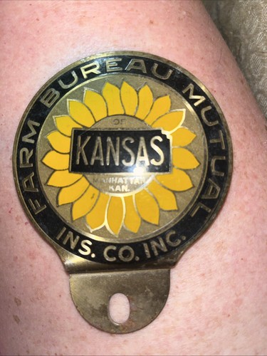 Vintage Kansas Farm Bureau Insurance License Plate Topper | eBay