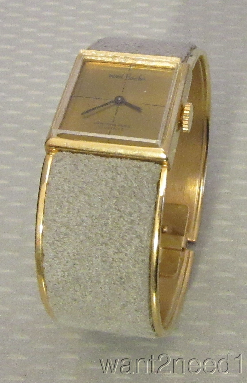 1960s vintage Marcel Boucher Watch Bracelet Gray Sued… - Gem