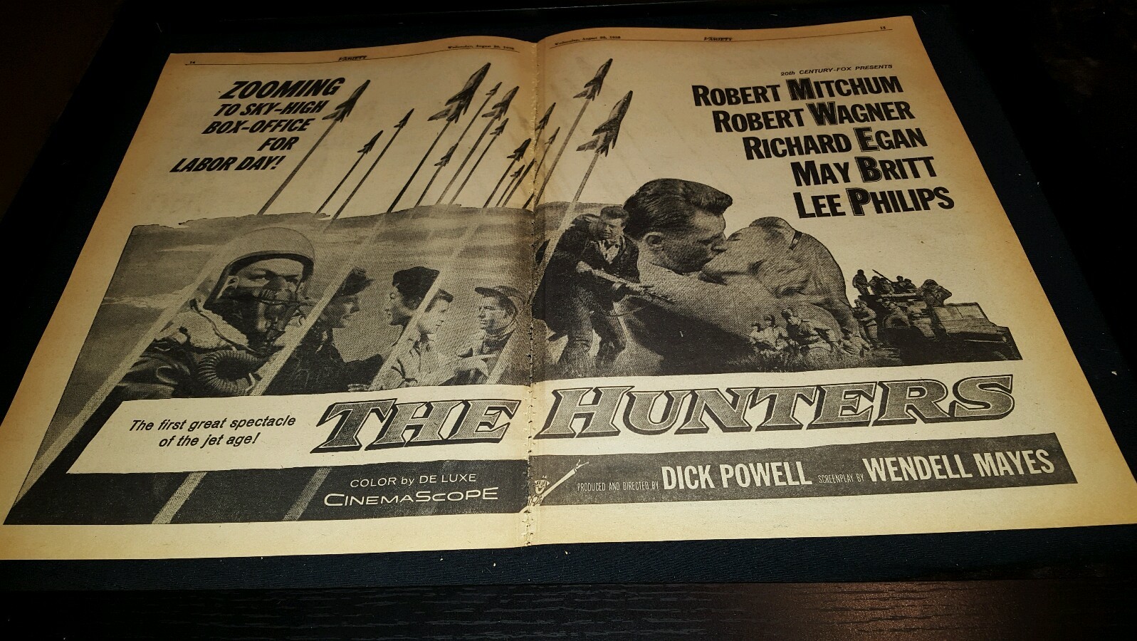 The Hunters Robert Mitchum Rare Original 1958 Promo Poster Ad Framed ...