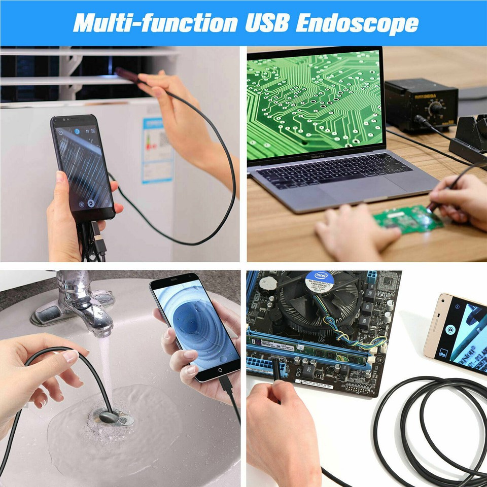 3in1 Borescope Endoscope 6LED Inspection Scope Camera For Android Cell ...