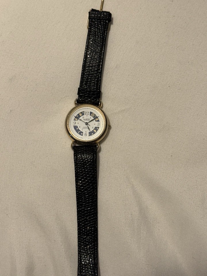 Vintage Quintel Quartz Rotating Moon Phases Quarter Full Moon Watch New ...
