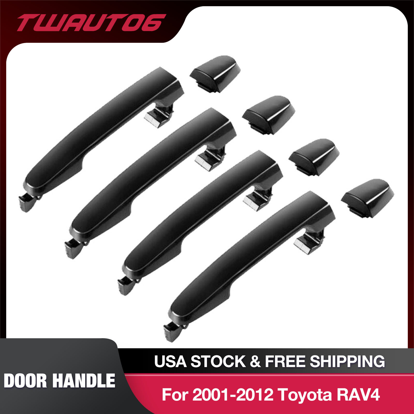 4pcs Exterior Door Handle For 2001-2012 Toyota RAV4 Rear RH/LH Driver ...