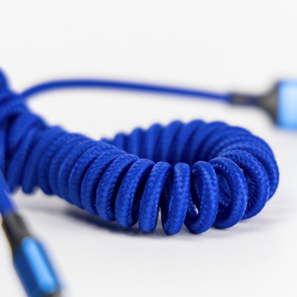 40W Fast Charging USB-A to C Cable Coiled Spring Nylon Braided Cord for ...