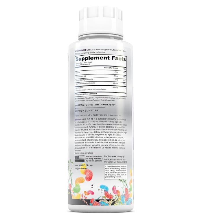 3 Pack Cutler Nutrition Liquid L-Carnitine Supplement for Optimal ...