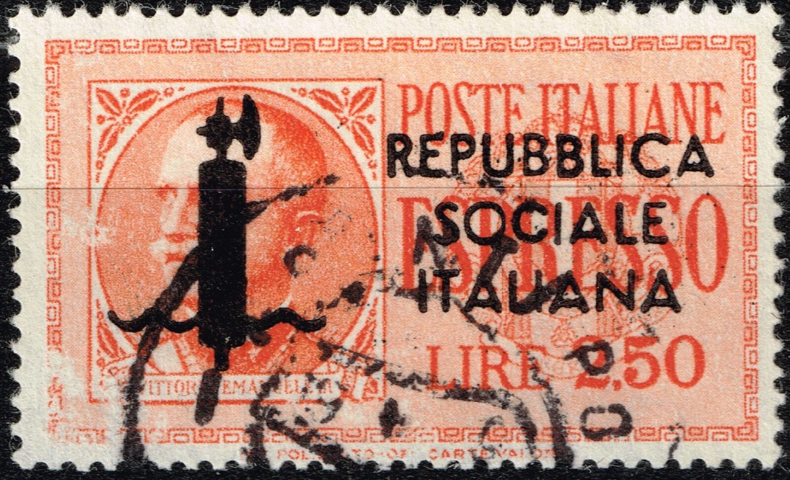Italy Mussolini Social Republic overprint stamp 1944 #E2 CV$45 A-2 | eBay