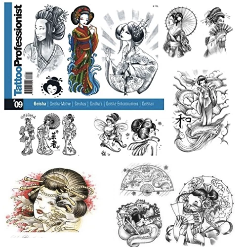 Traditional Geisha Tattoo Flash