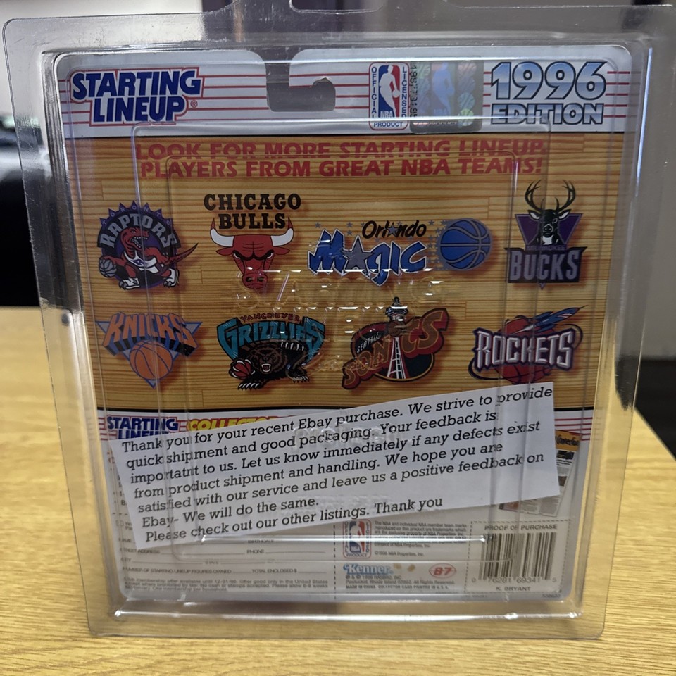 1996 Starting Lineup Kobe Bryant Extended Series Rookie Trading Card ...