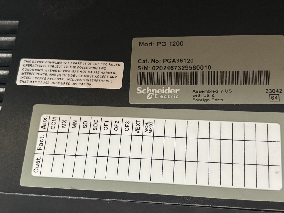 Square D PGA36120 3 Pole 1200 Amp 600VAC Frame PG 1200 PowerPact ...