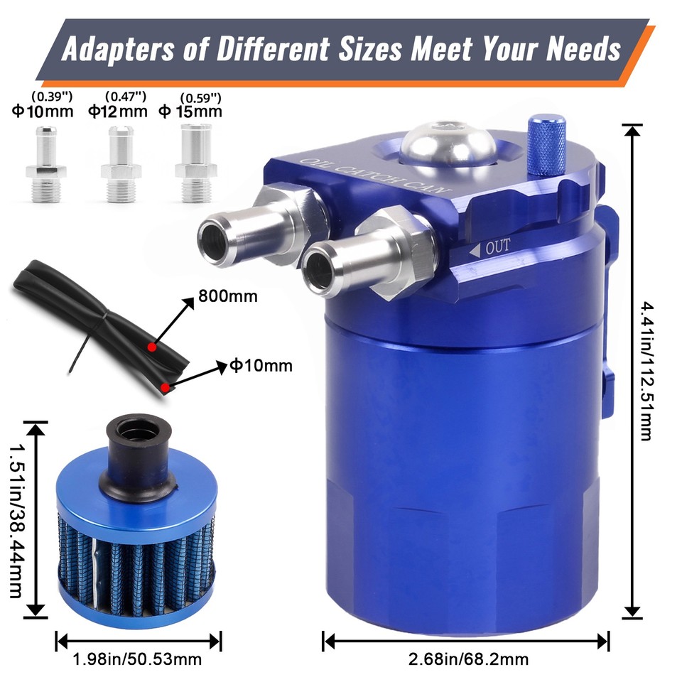 Universal Aluminum Oil Catch Can Kit Reservoir Baffled Tank with ...