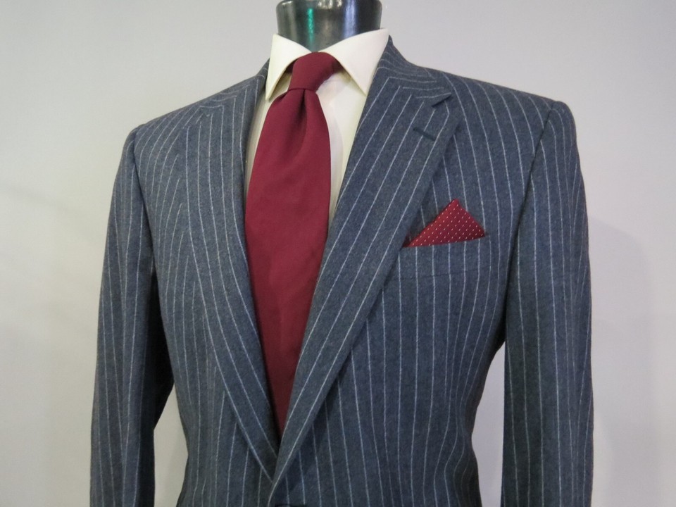 Hickey Freeman Collection LTD charcoal slate bold chalk stripe full ...