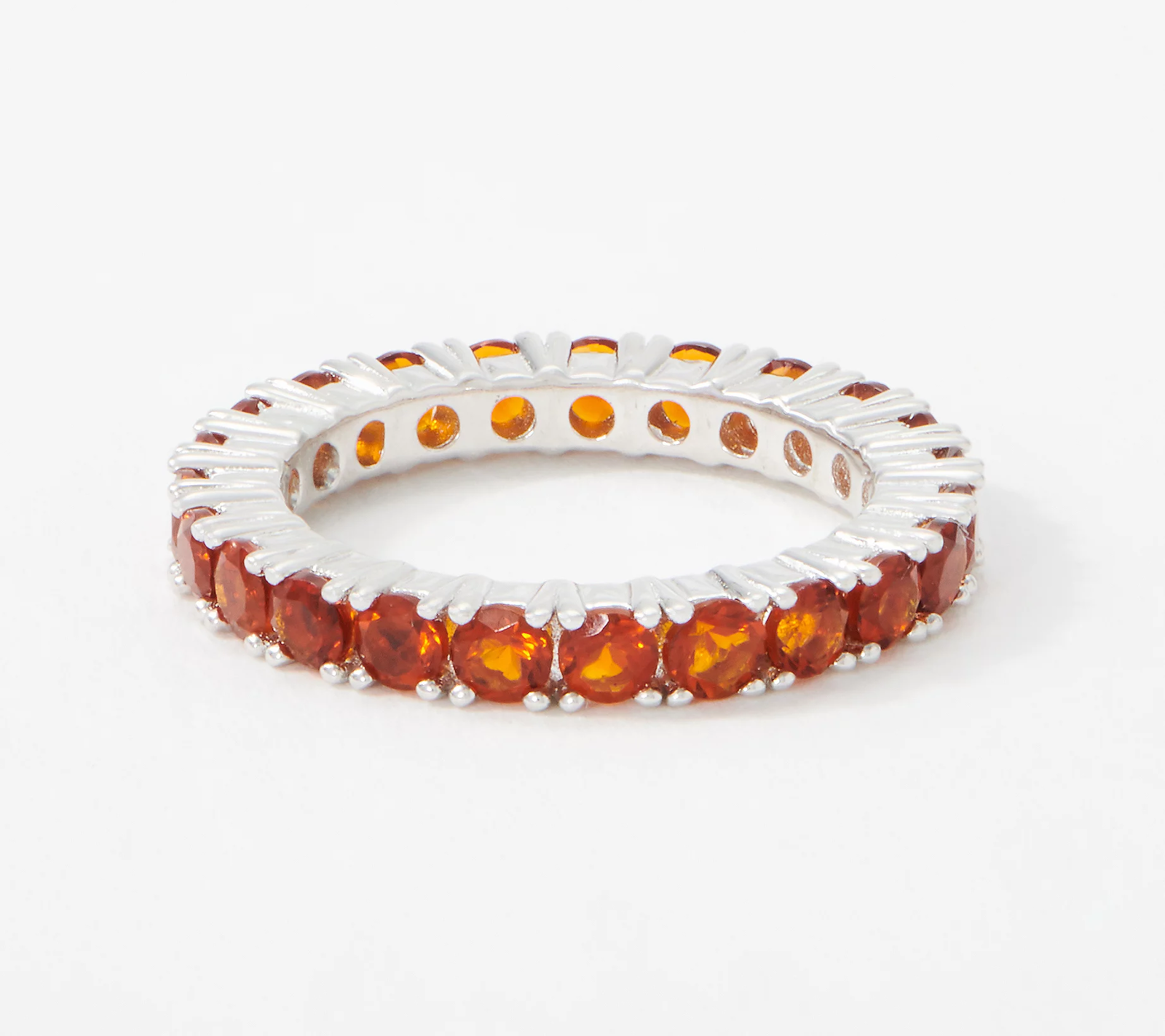 QVC Sterling Silver Madeira Citrine Gemstone Eternity Band Ring Size 8 ...