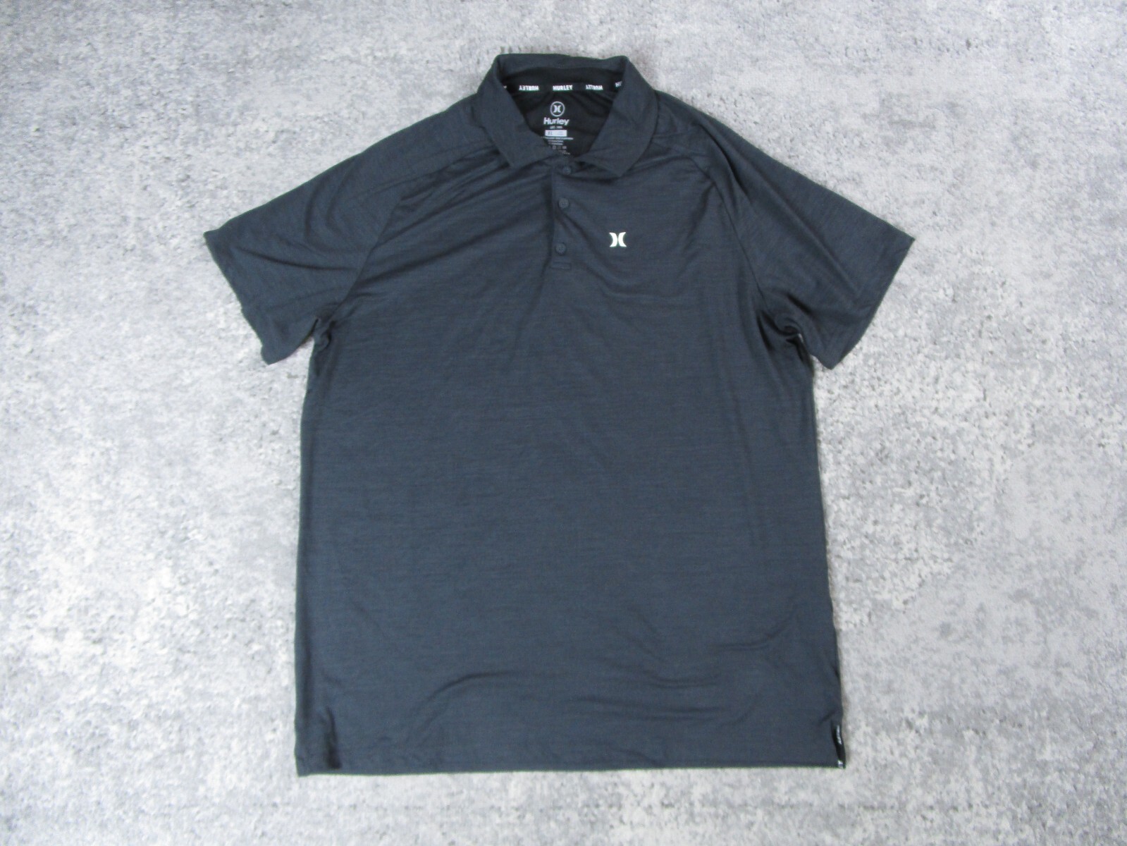 Hurley Polo Shirt Mens XL Charcoal Gray Solid Short Sleeve Button Up ...