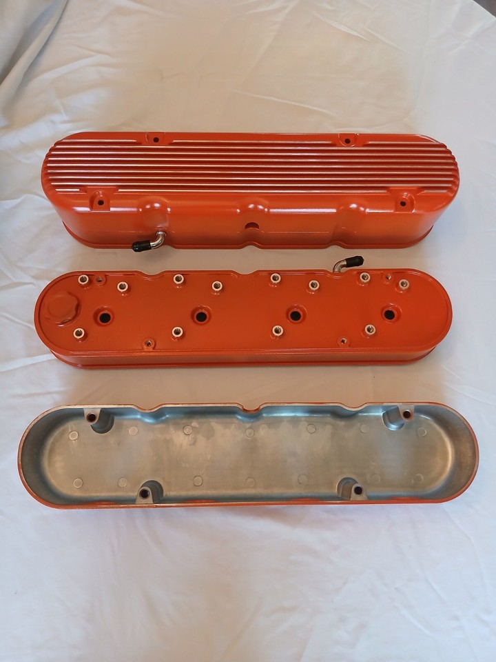 2 Pieces GM LS Aluminum Fins Top Tall Valve Covers Hidden Coil LS1 LS2 ...