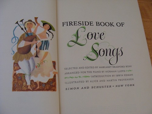 Fireside Book of Love Songs Piano Music Book Boni & Lloyd 1954 art by ...