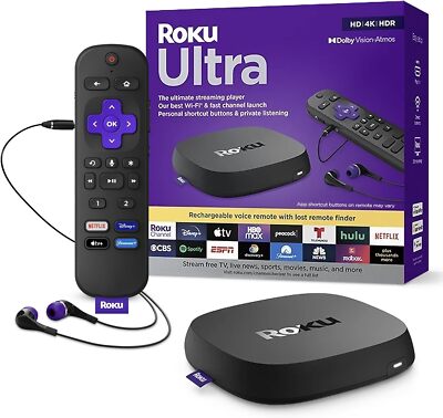 Roku Ultra Ultimate 4K/HDR Streaming Device W/ Rechargeable Roku ...