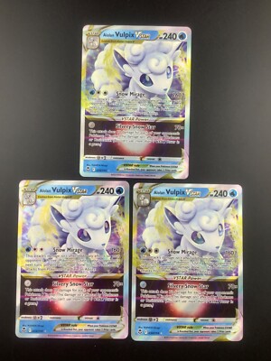 Pokemon TCG Alolan Vulpix VSTAR 034/195 Ultra Rare Holo Silver Tempest ...