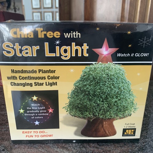 Chia Tree With Star Light Handmade Pottery Planter Holiday Christmas ...