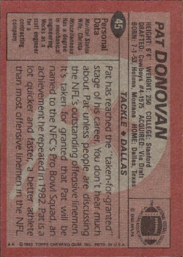 1983 Topps #45 Pat Donovan Dallas Cowboys | eBay