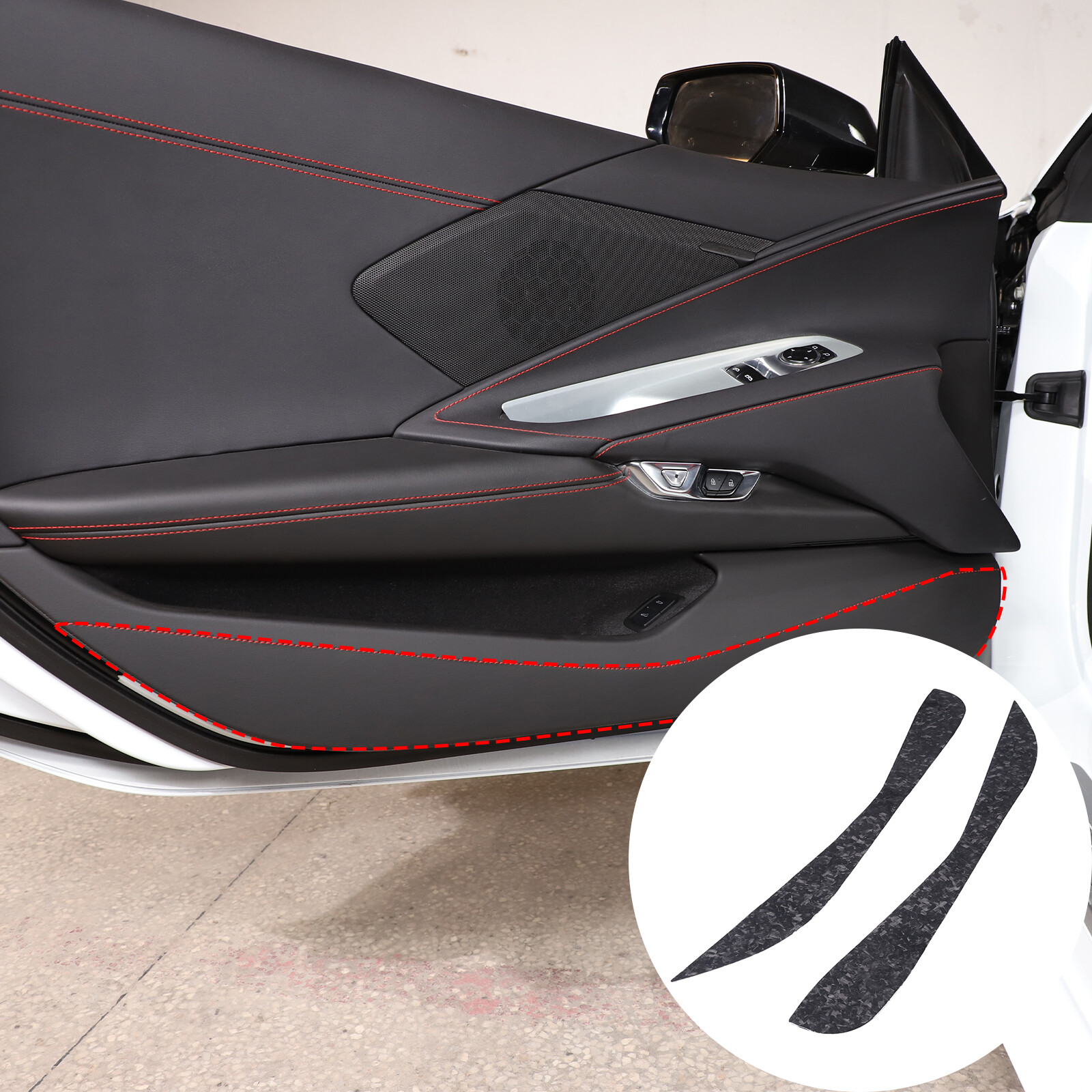 Forged Carbon Fiber Car Door Anti-kick Guard Trim Panel For Corvette C8 ...