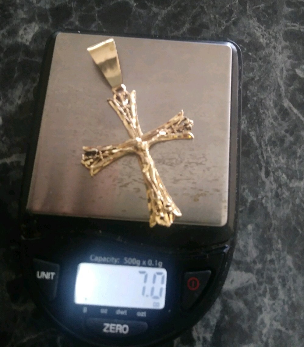 14K SOLID GOLD JESUS CROSS DIAMOND CUT LARGE 7GR IN B… - Gem