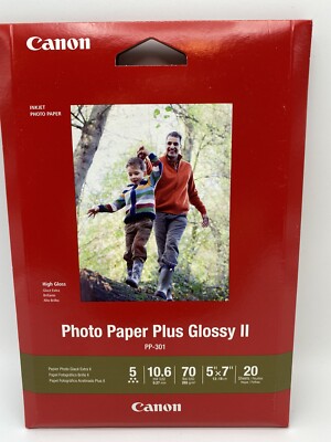 Canon Photo Paper Plus II Glossy 5x7 High Gloss 20 sheets, 10.6 mil ...